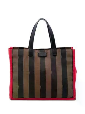 Fendi 2010-2026 Pequin Canvas Simply Shopping Tote Bag - Brown