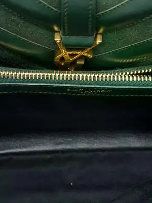 Saint Laurent 2017 Medium Chevron Calfskin And Suede Monogram College Satchel