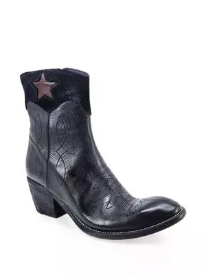 MADISON MAISON Pointy Star-patch Embroidered Ankle Boots
