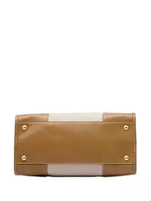 Prada Saffiano Trimmed Canvas Canapa Satchel - Brown