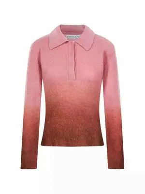 ROWEN ROSE Ombré-effect Long Sleeve Polo Shirt - Pink