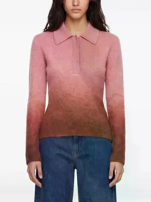 ROWEN ROSE Ombré-effect Long Sleeve Polo Shirt