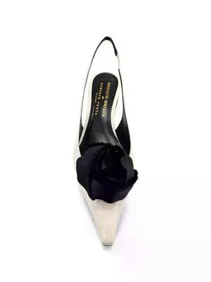 MADISON MAISON Instinya Flower-embellished Leather Slingback Pumps