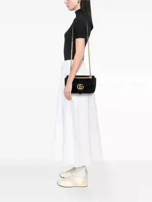 Gucci 2016-2026 Medium Gg Marmont Matelasse Velvet Shoulder Bag - Black