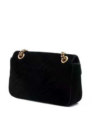 Gucci Gg Marmont Matelassé Velvet Shoulder Bag - Black