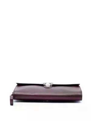 Prada 2000-2013 Bicolor Saffiano Envelope Push Lock Clutch Bag