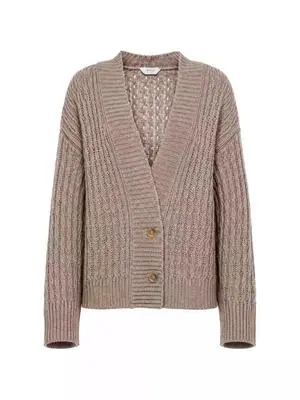 Malo Cable-knit V-neck Cardigan - Brown