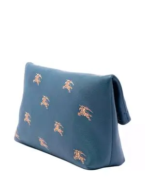 Burberry Equestrian Knight Embroidered Leather Foldover Clutch Bag