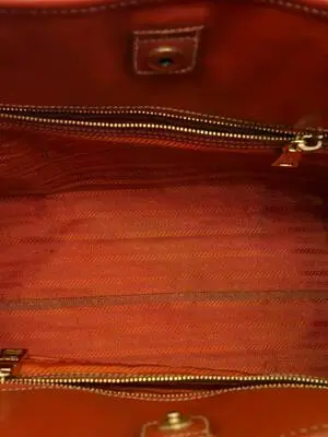 Prada 2000-2013 Saffiano Trimmed Denim Open Convertible Tote Satchel