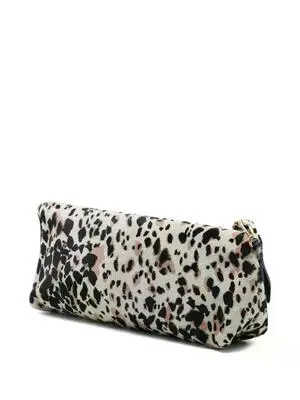 Burberry Leopard Printed Calf Hair Fold Over Clutch With Strap