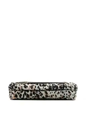Burberry Leopard Printed Calf Hair Fold Over Clutch With Strap