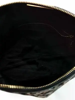 Burberry Leopard Printed Calf Hair Fold Over Clutch With Strap