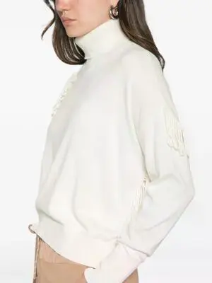 TWINSET Roll Neck Sweater With Fringe Detail