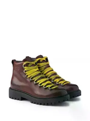 Prada Antiqued Leather Lace-up Ankle Boots - Brown