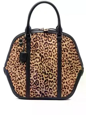 Burberry 2000-2017 Large Pony Hair Leopard Print Orchard Bowling Bag Satchel - Brown