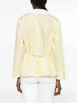 Sandro Striped V-neck Long-sleeve Cotton Polo Top