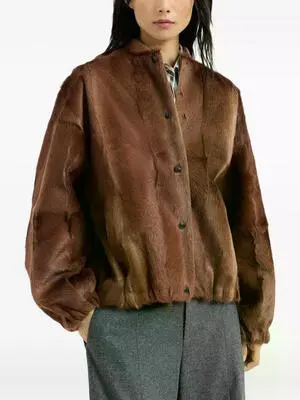 Brunello Cucinelli Cashmere Shearling Bomber Jacket With Monili