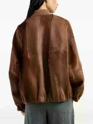 Brunello Cucinelli Cashmere Shearling Bomber Jacket With Monili