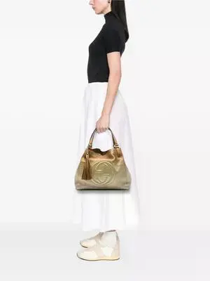 Gucci 2016-2026 Medium Ombre Pebbled Calfskin Soho Cellarius Tote Bag - Gold