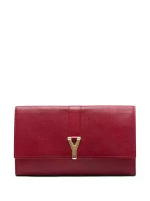 Saint Laurent 2016 Textured Leather Chyc Ligne Clutch Bag - Red