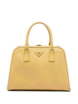 Prada 2013-2026 Saffiano Lux Pyramid Frame Handbag - Yellow