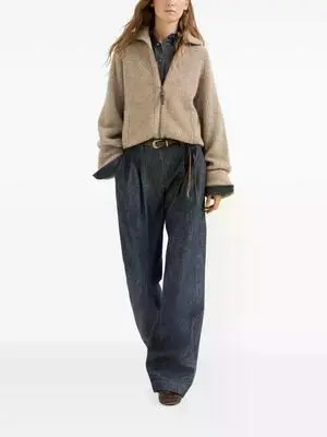 Brunello Cucinelli Sparkling No-fade Denim Loose Curved Trousers With Monili Embellishment - Blue