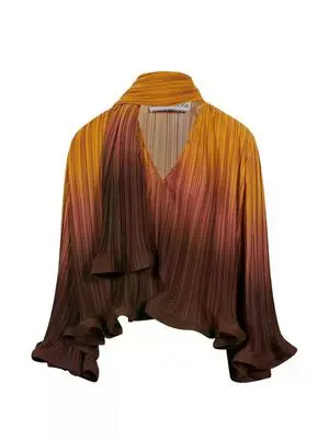 ROWEN ROSE Plissé-effect Ombré Shirt - Brown
