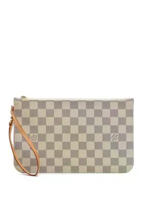 LOUIS VUITTON 2018 Damier Azur Neverfull Mm Pouch - White