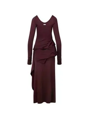 NACHE Draped Long-sleeve Maxi Dress - Red