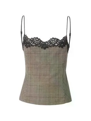 Pinko Lace-trim Prince Of Wales Check Top - Neutrals