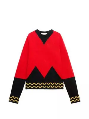 Marni Geometric-intarsia Sweater - Red