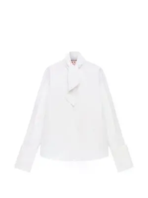 Marni Poplin Shirt With Neck Tie Detail - White