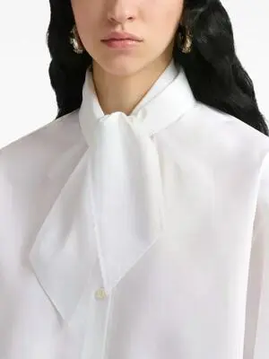 Marni Poplin Shirt With Neck Tie Detail - White