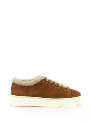 Santoni Cleanmount Shearling-trim Sneakers - Brown
