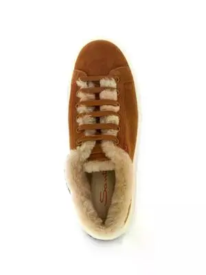 Santoni Cleanmount Shearling-trim Sneakers