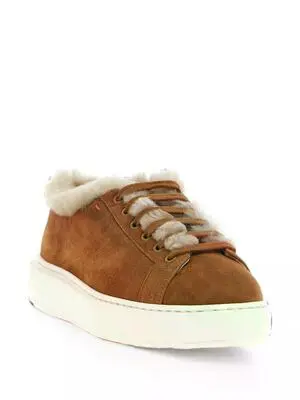 Santoni Cleanmount Shearling-trim Sneakers - Brown