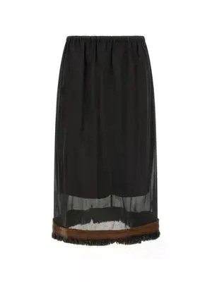 TELA Ophelia Fringed Layered Midi Skirt