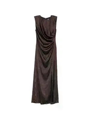 Maje Crinkled-effect Sleeveless Maxi Dress - Brown
