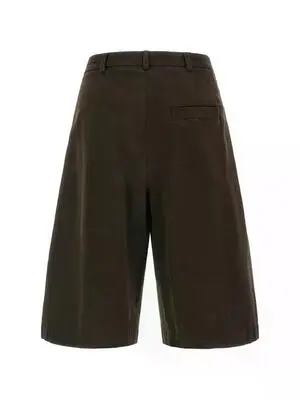 TELA Pleated Canvas Tailored Shorts - Brown