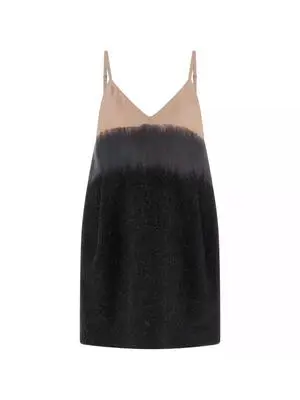 TELA Color-block Brushed-effect Mini Dress - Black