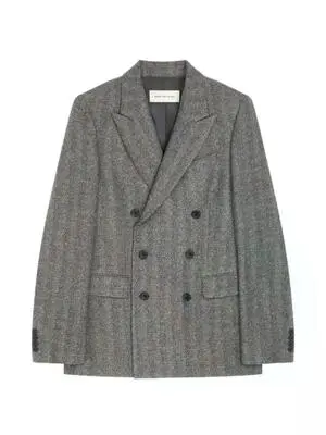 Dries Van Noten Double-breasted Wool Blazer - Grey