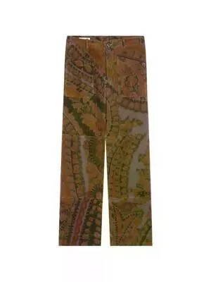 Dries Van Noten Printed Workwear Pants - Brown