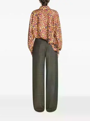 Dries Van Noten Belted Wool Pants With Abstract Checked Pattern