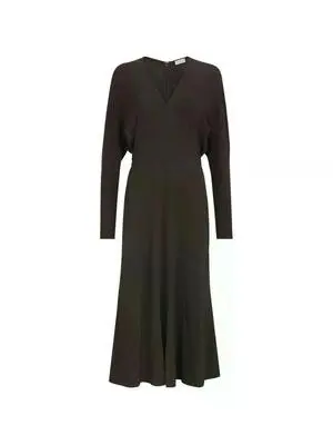 Brunello Cucinelli Techno Wool Jersey Dress With Monili - Brown