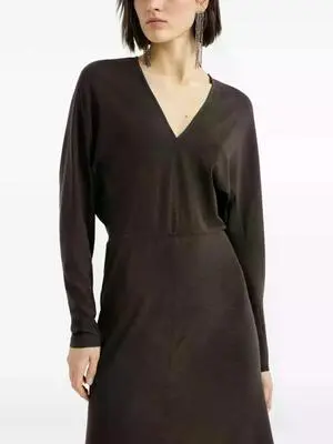 Brunello Cucinelli Techno Wool Jersey Dress With Monili