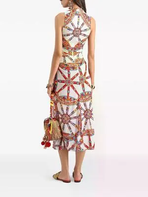 Dolce & Gabbana Carretto-print Viscose Jersey Midi Dress - White