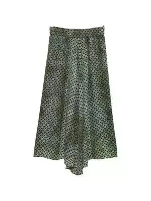 ZIGGY CHEN Geometric-print Wide-leg Trousers - Green