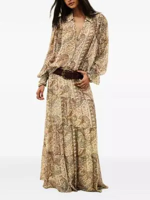 Ba&sh Cali Paisley-print Tiered Maxi Skirt