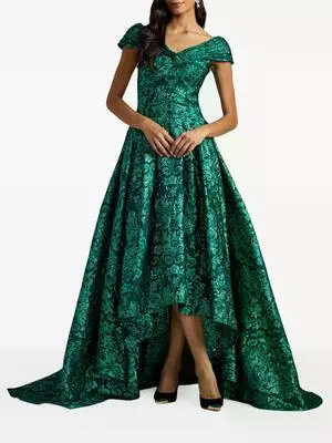 Tadashi Shoji Leontine Damask-pattern Asymmetric Gown