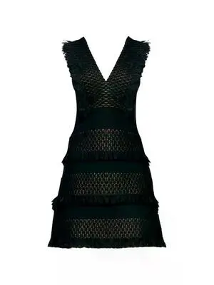 Tadashi Shoji Sleeveless Tiered Fringe Mini Dress